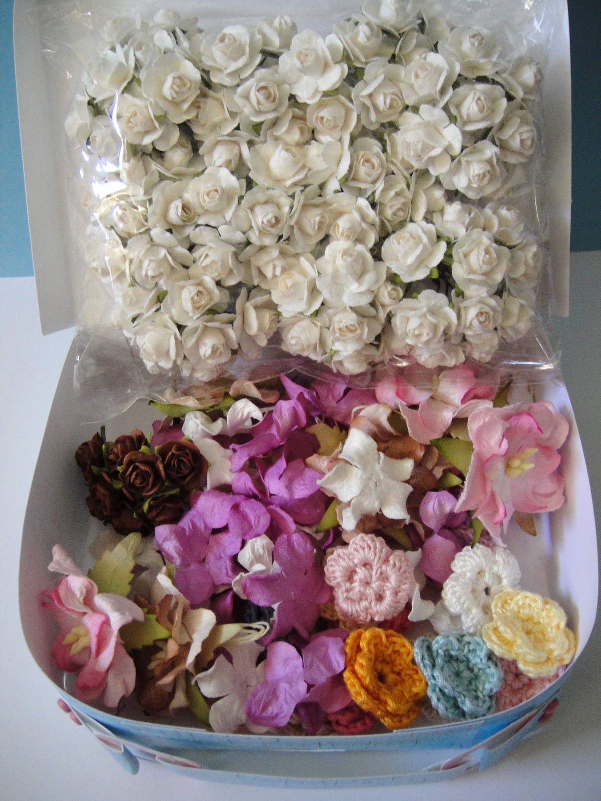 three umbrellas: Chicken Poop and flowers