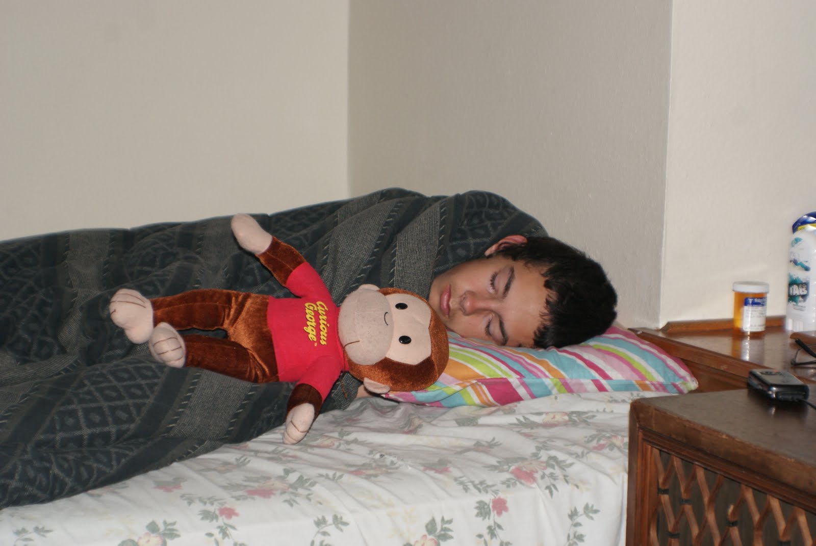 TBurke Photography: John sleeping with Curious George!!