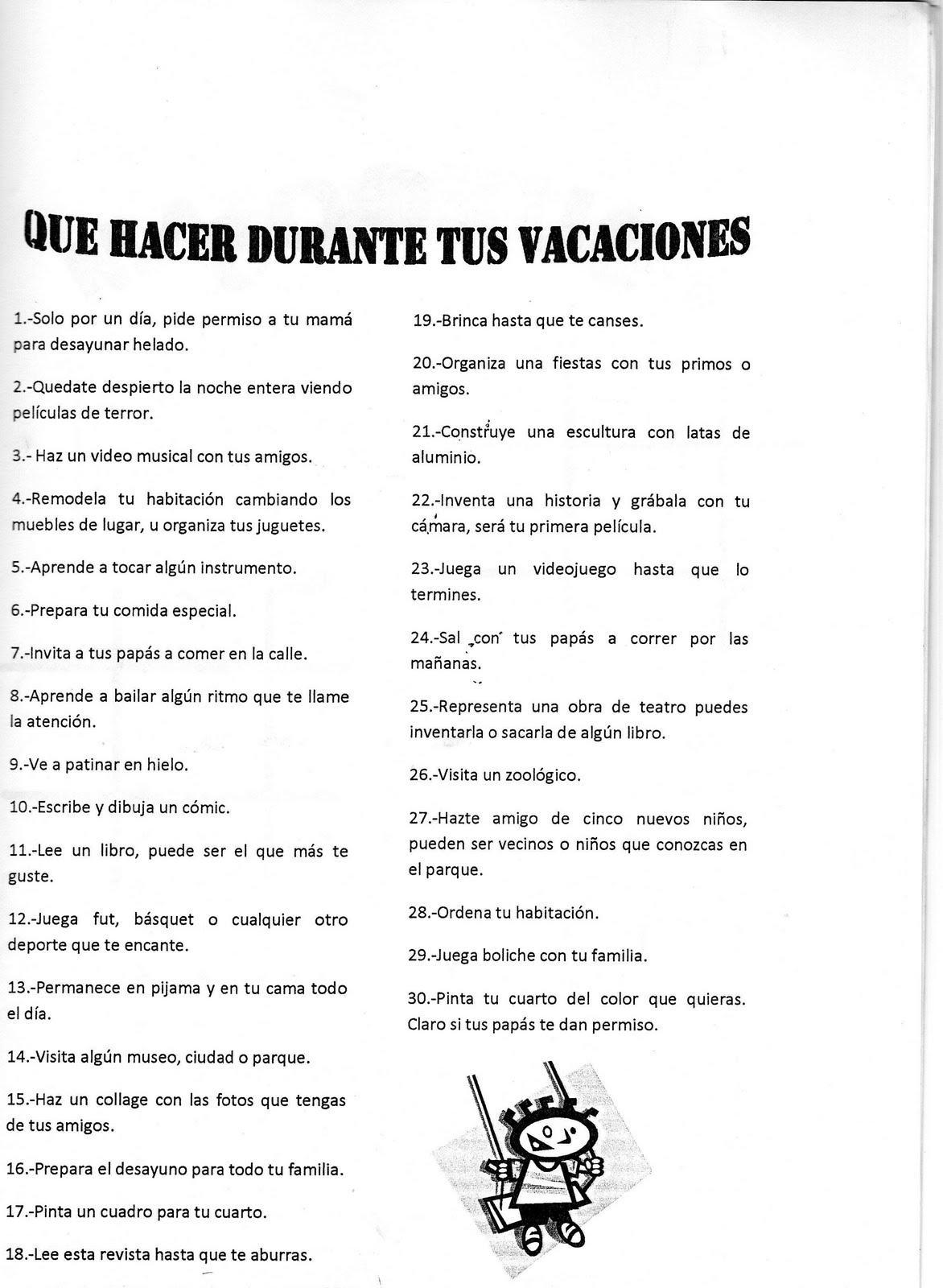 Pasaste de Ciclo Escolar: Que Hacer Durante Tus Vacaciones