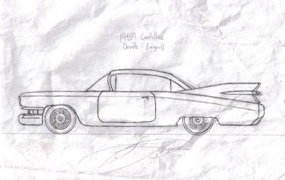 Poetry and Artwork by Sam Phillips: 1959 Cadillac Deville Drawing