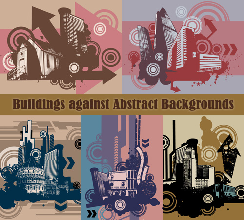 Quality Graphic Resources: Buildings Against Abstract Backgrounds