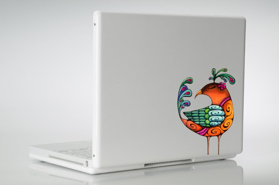 Holly Kitaura Art: Colorful Bird Vinyl Decal Laptop Sticker