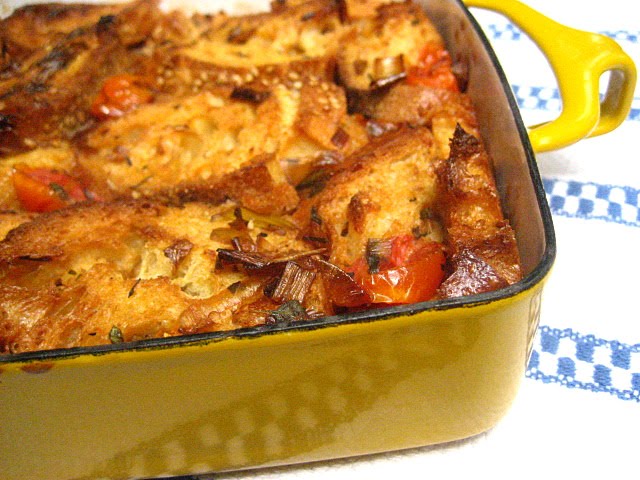 Savory Tomato & Leek Bread Pudding