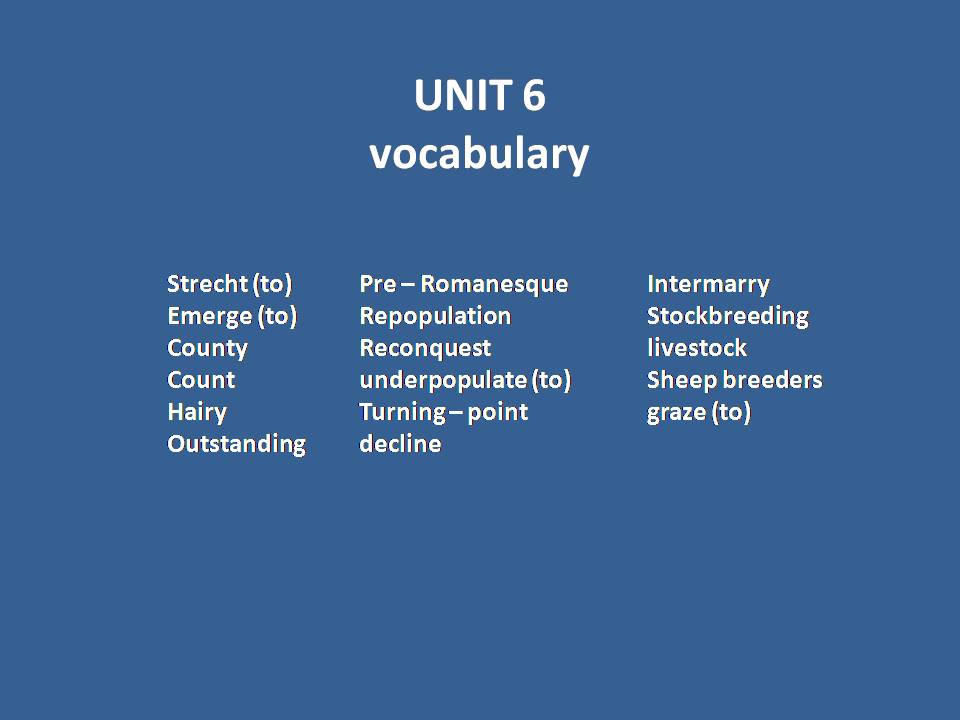 CLIO´S WORKSHOP: UNIT 6 VOCABULARY