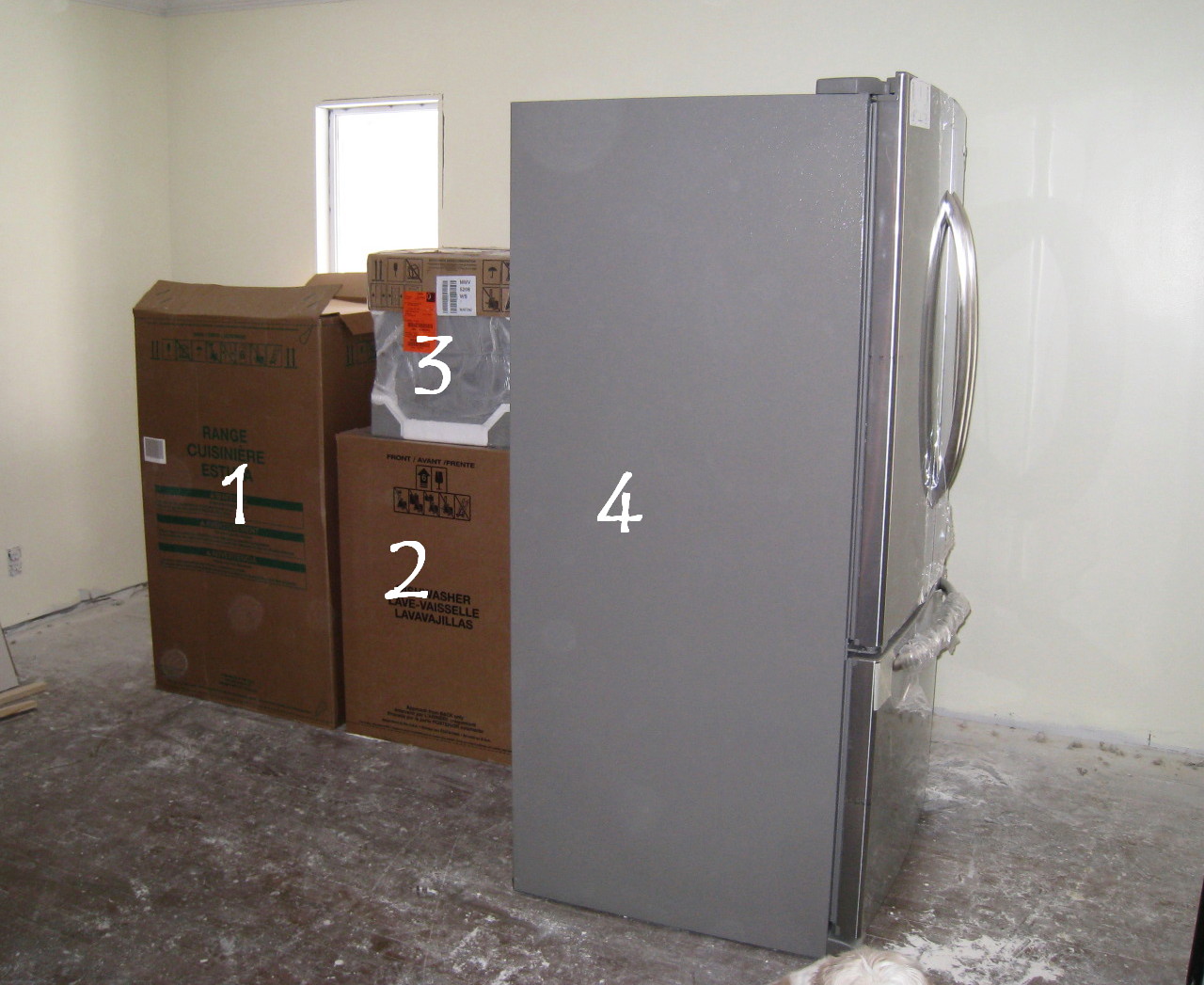 Ten Acres and a Pond: bathroom again...and appliances came...and went...