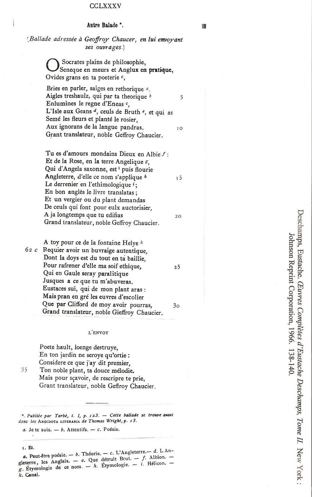 La Literature (10h): « Ballade adressée a Geoffroy Chaucer, en lui ...
