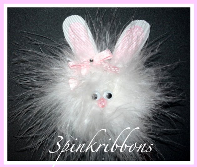 3pinkribbons: Easter Bunny Marabou Hair Clip!