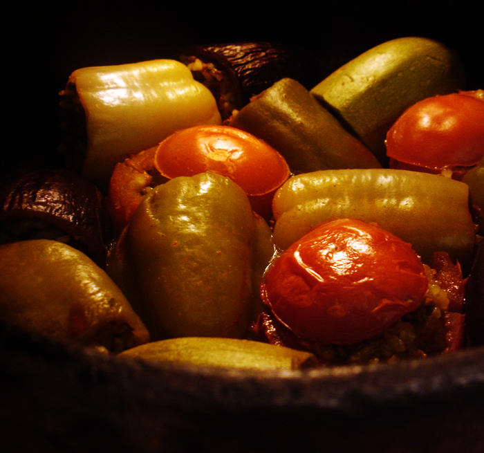 libyan food: Mixed Stuffed Vegetables: Tajin Mahshi محشي مشكل