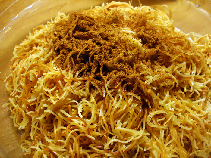 libyan food: Steamed Pasta with Pine Nuts, Raisins, Almonds, and Liver ...