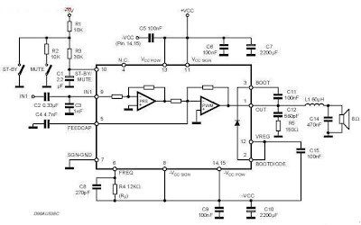 25W Class D audio amplifier IC TDA7482 - Another Electronics Circuit ...