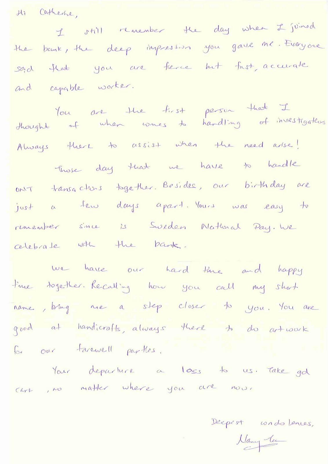 In Memory of Catherine Teo