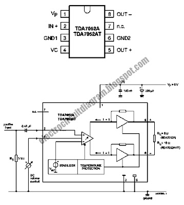Electro Circuit Diagram: BTL Mono Amplifier With DC Volume Control Circuit