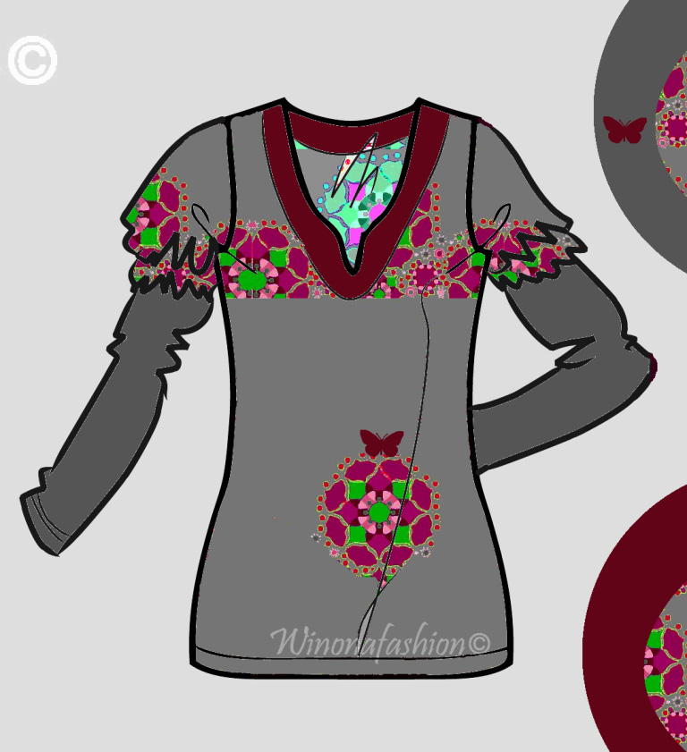 fashionmode- Mitzy: ESTAMPADO CON CENEFA "FOLK"