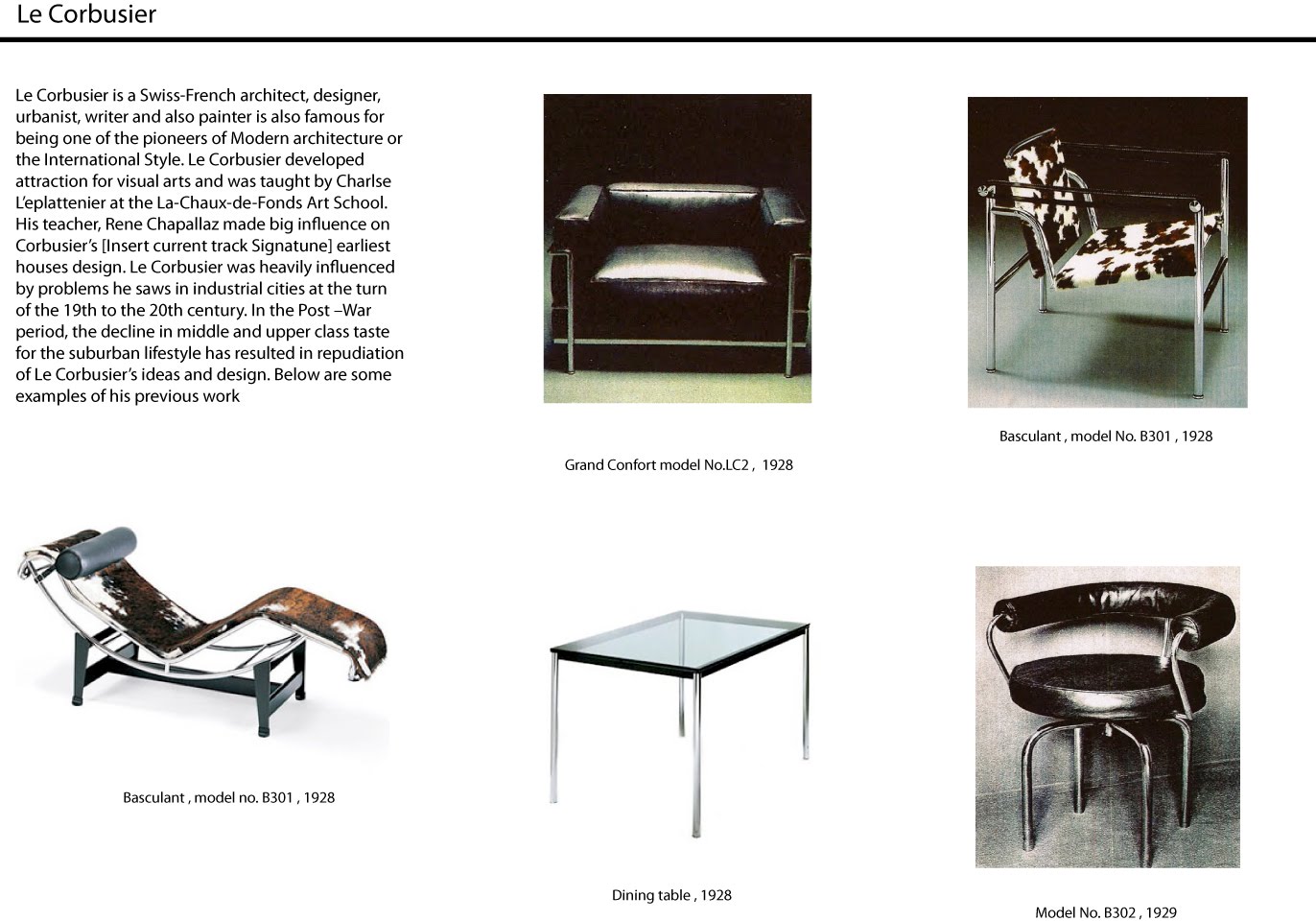 Arif-Furniture Design: Le Corbusier