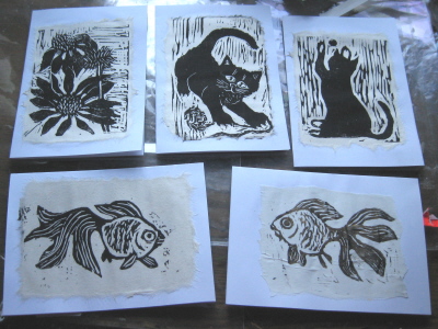 Nine Lives Studio: Block Print cards...