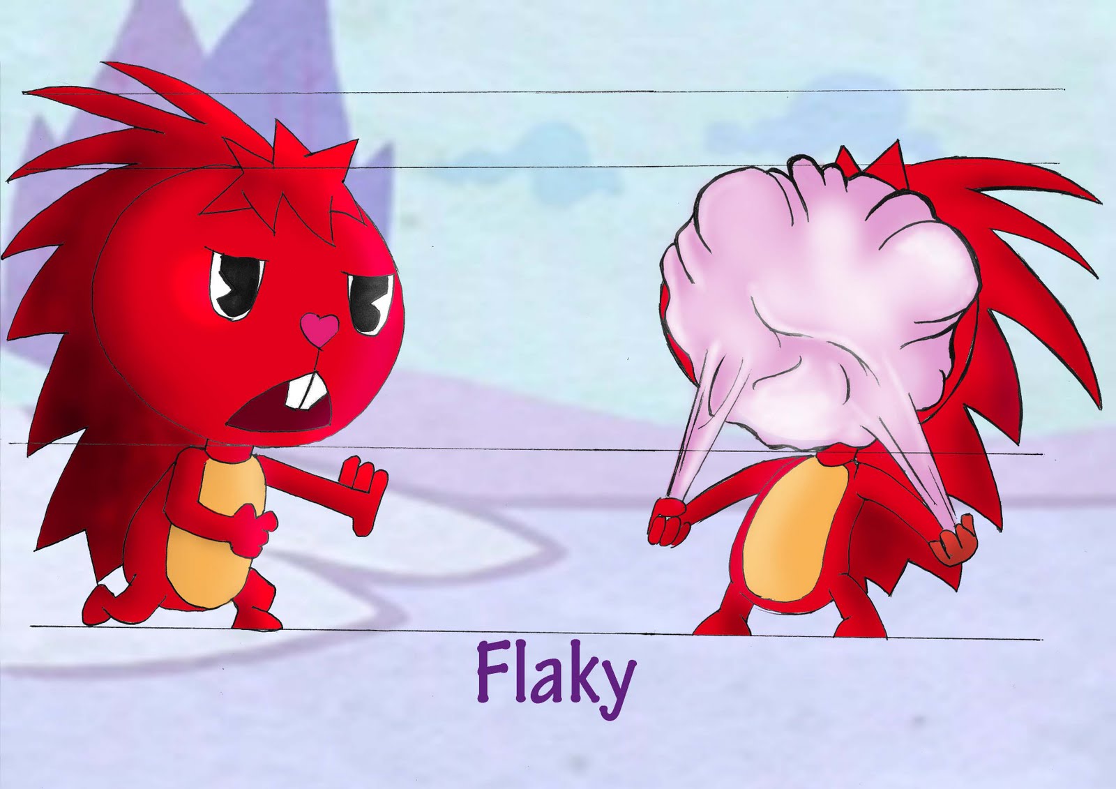 CréaPixe: Model sheet Flaky ( happy tree friends )