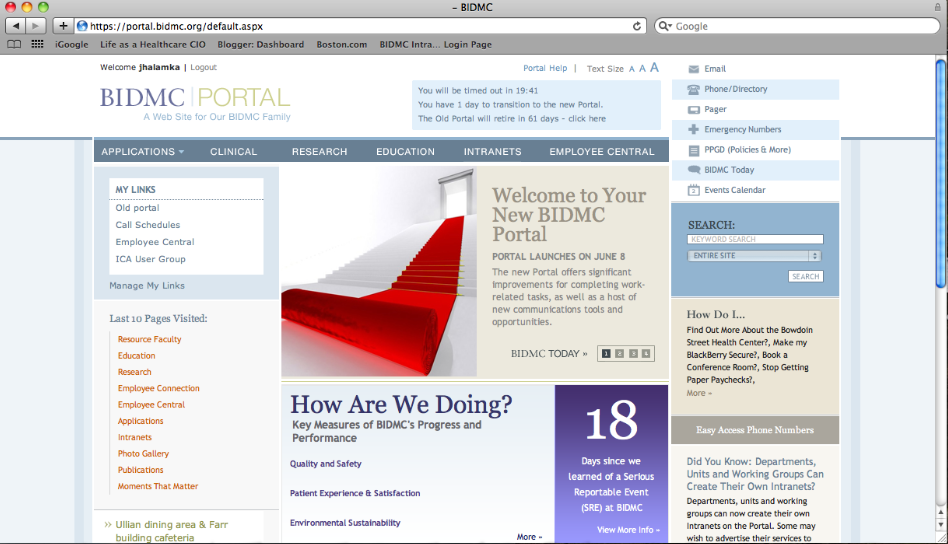 Dispatch from the Digital Health Frontier: A New Intranet for BIDMC