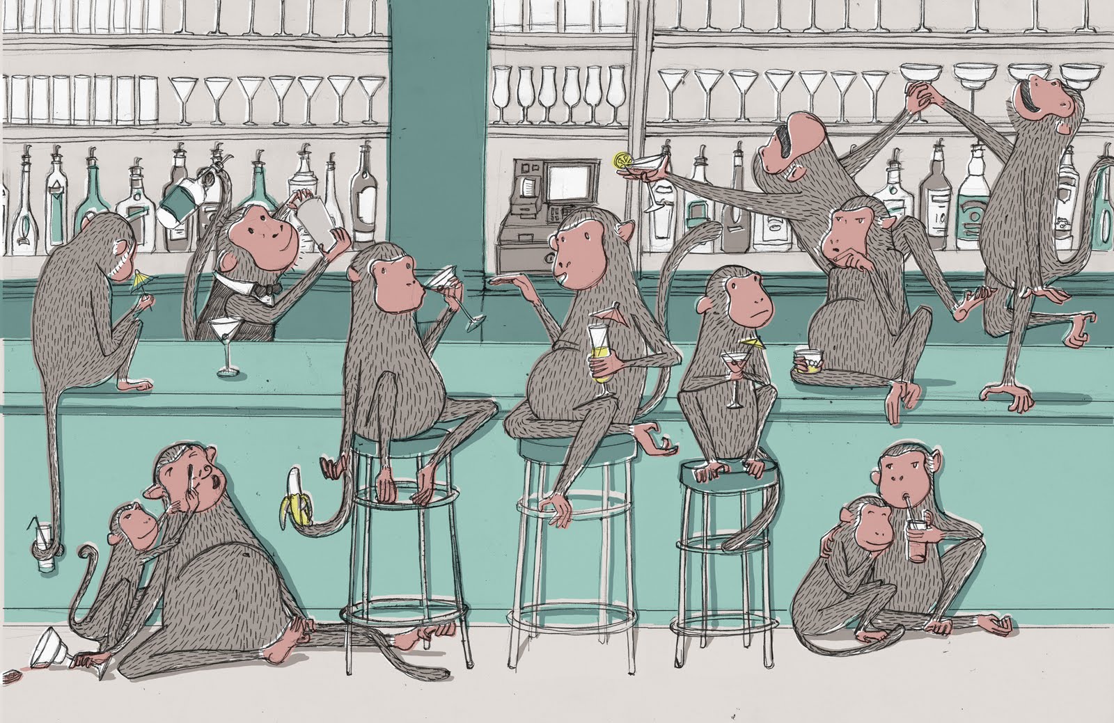 Elys Dolan: Cocktail Monkeys