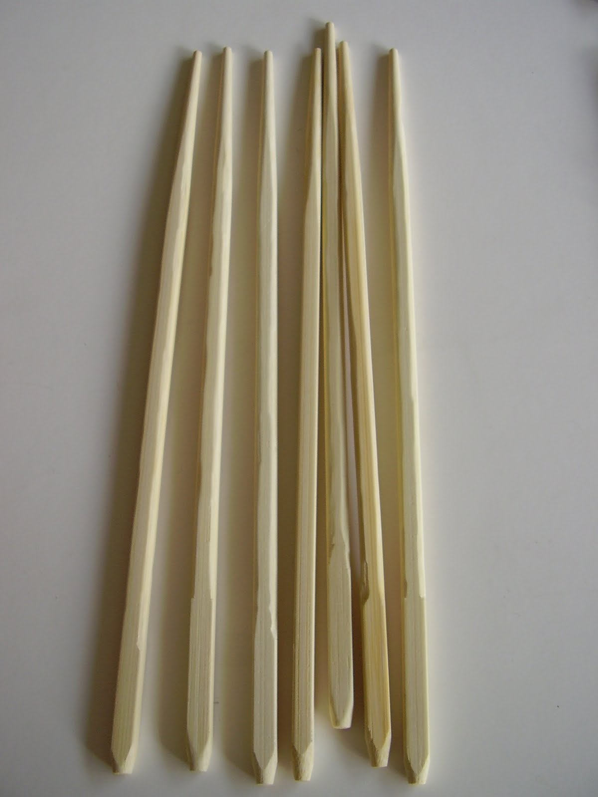 Making spindles with chopsticks & fimo.