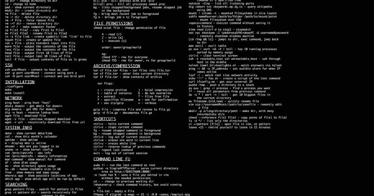 Command Center: Linux Commands Wallpaper!