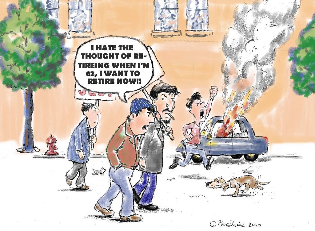 Toonsville: French Riot Over Retirement Age