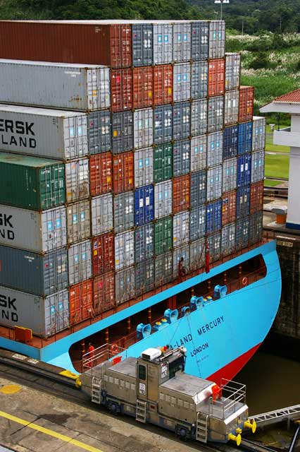 Ships in the Panama Canal: Sea Land Mercury Maersk Line Container Ship