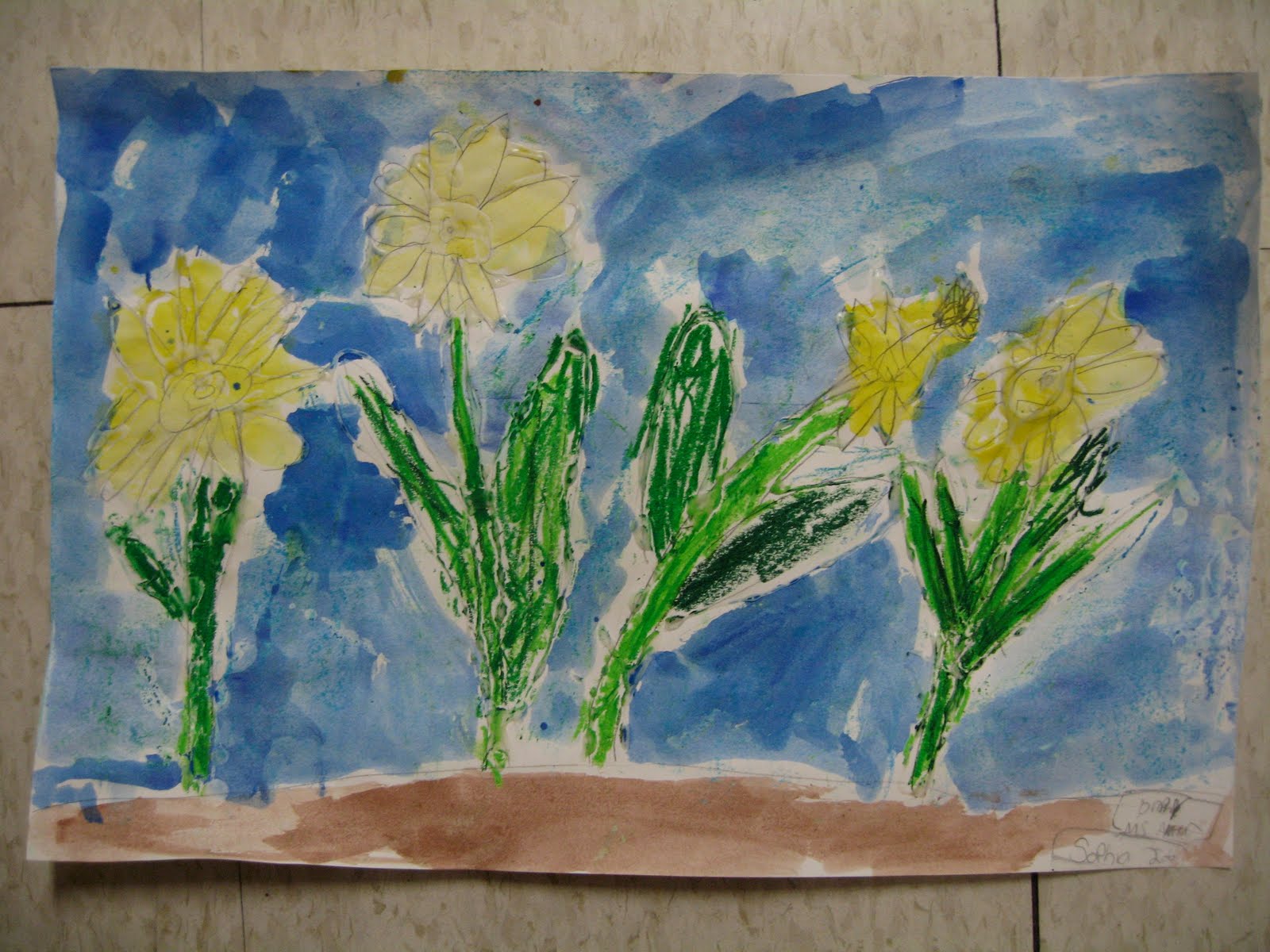 Color, collage, and much more: Springtime Daffodils
