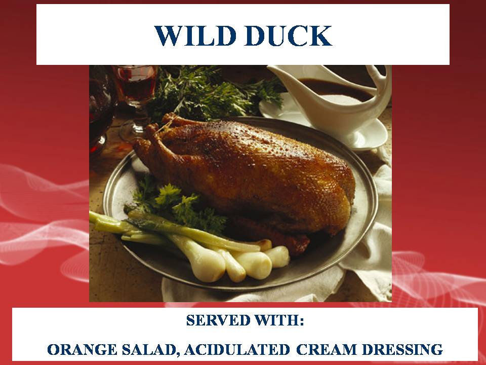 Menu - Food & Accompaniments.