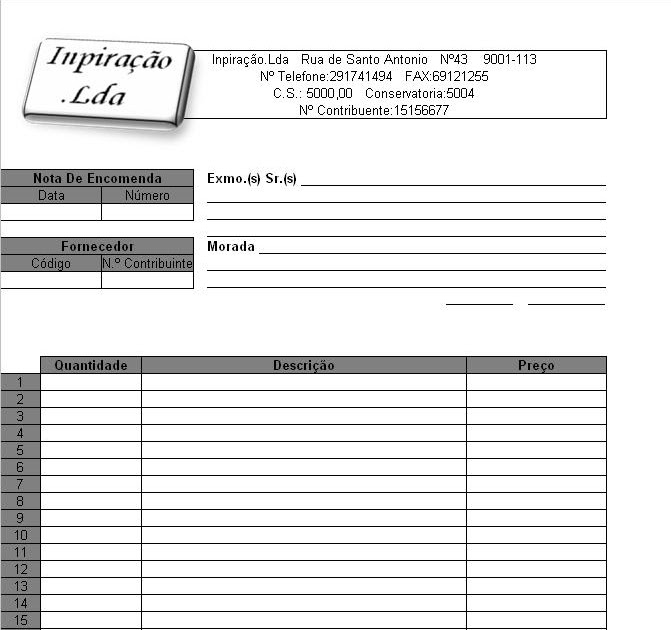 Portfolio Sergio Bernardo: Nota de Encomenda