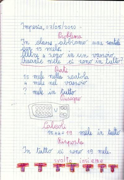didattica matematica scuola primaria: Primi problemi - classe prima
