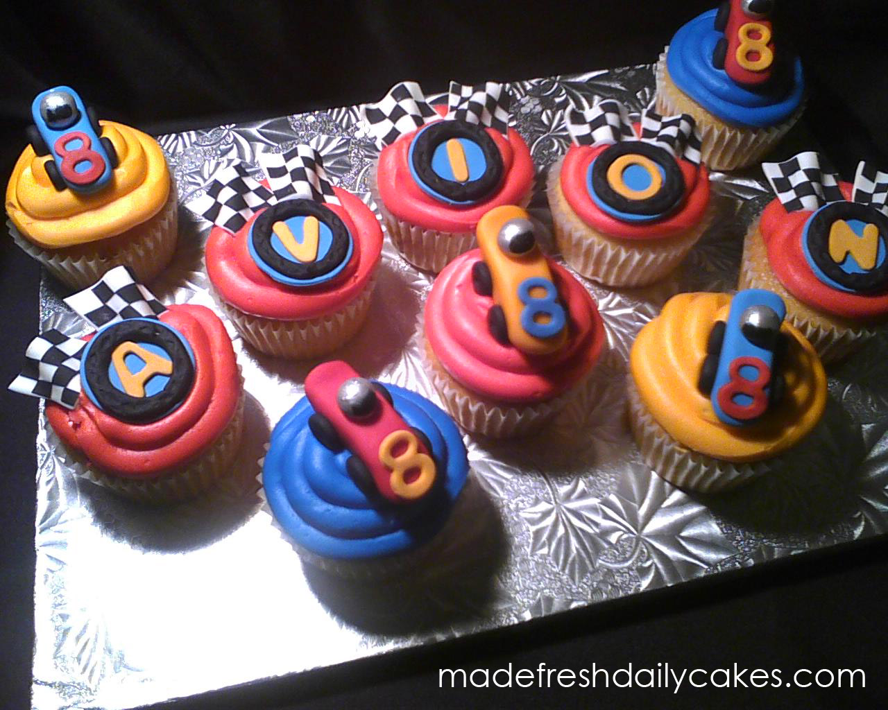 made FRESH daily: Race Car Cupcakes!