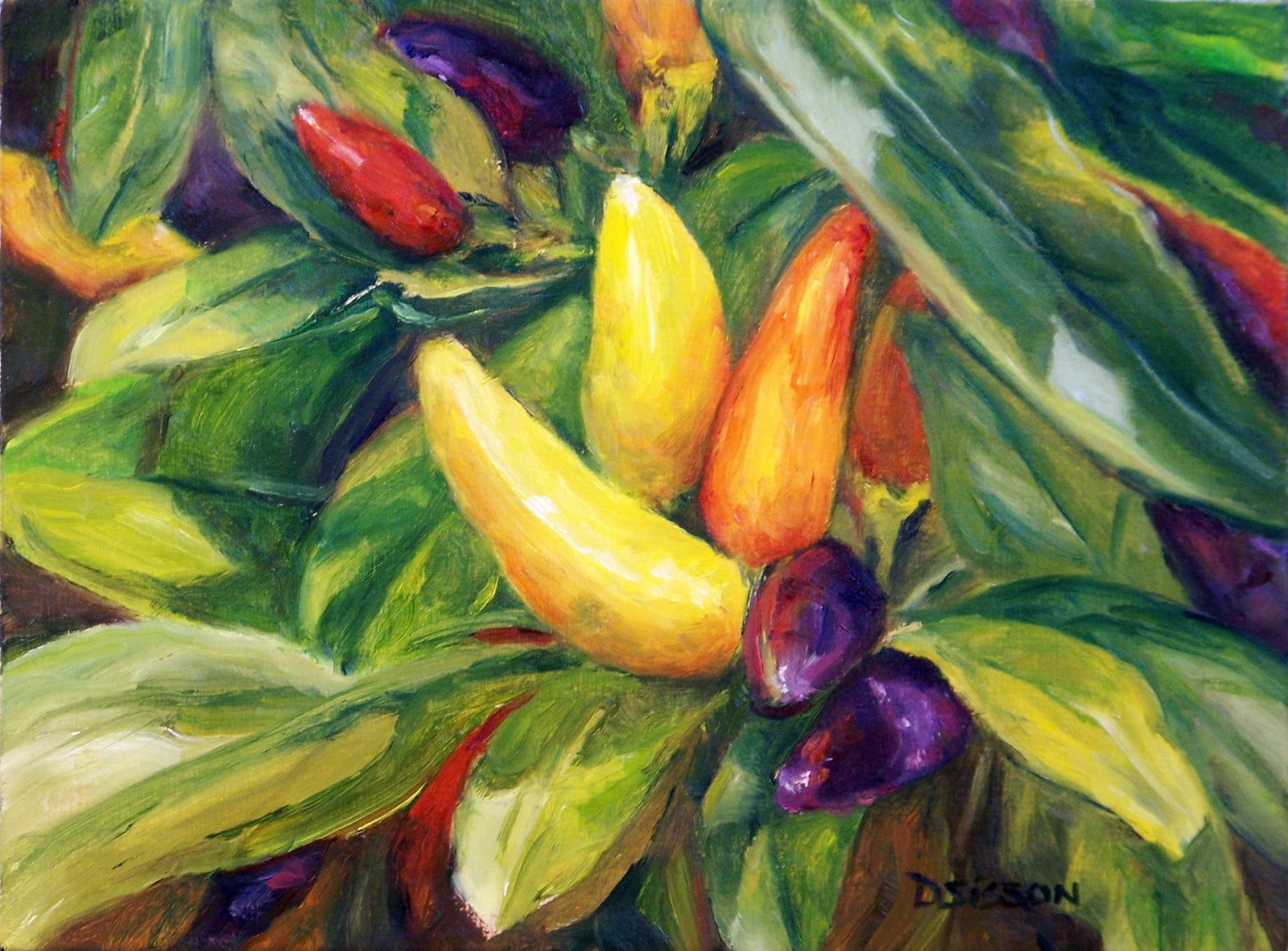 Daily Painters of Arkansas: Crazy Little Hot Peppers Debra Sisson Oil ...