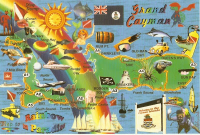 Postcard A La Carte: Cayman Island - Map postcard