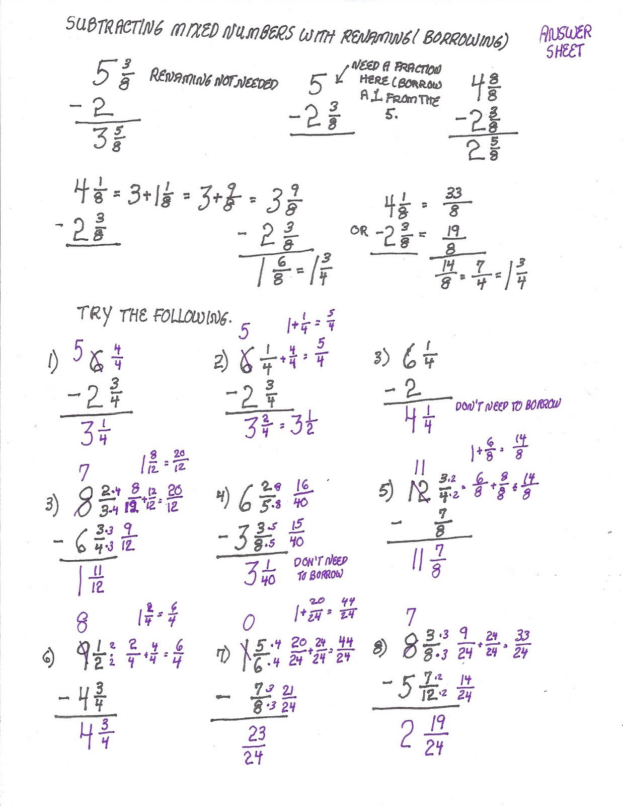 Cobb Adult Ed Math: Mixed number subt. with renaming