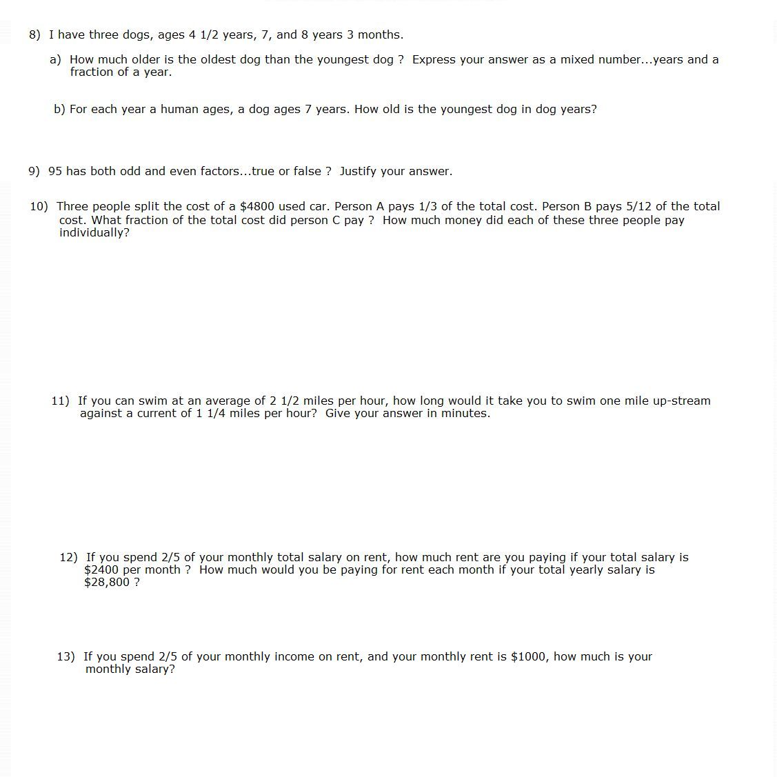 Cobb Adult Ed Math: Fraction and Measurement Word Problems