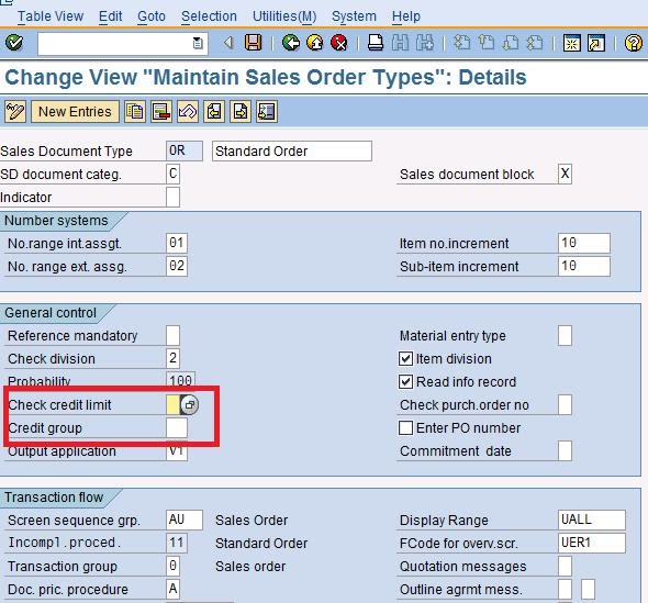 SAP Treasure Box: Remove credit limit check for Sales Order Type