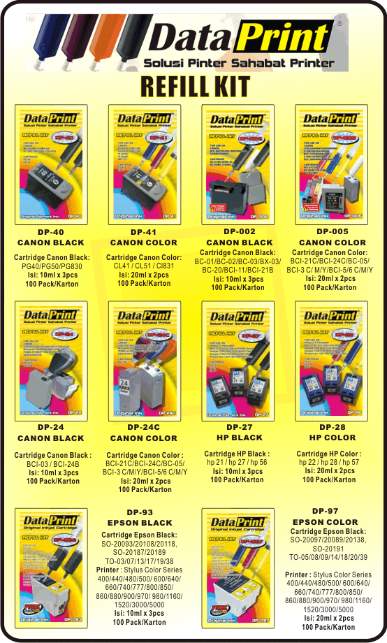 Mitra Print: Data Print Tinta Refill - Tinta Suntik - Canon DP40/ 41 ...