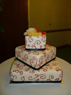 Emily's Cake Design: Scroll Work Wedding Cake!