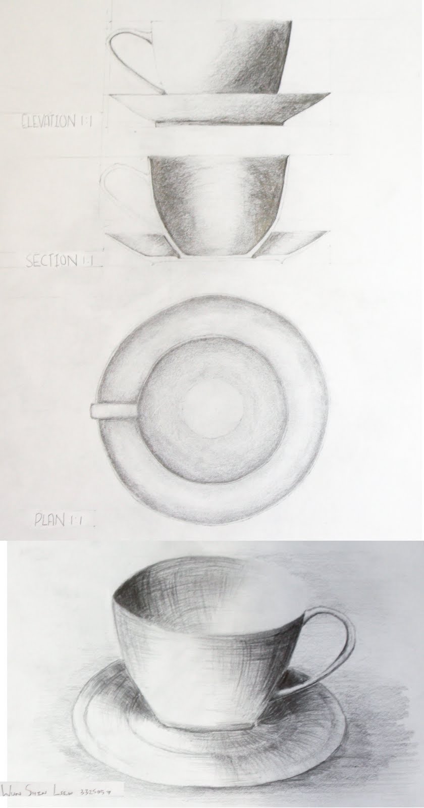 wun shin liew: 2nd workshop - architectural drawing - teacups