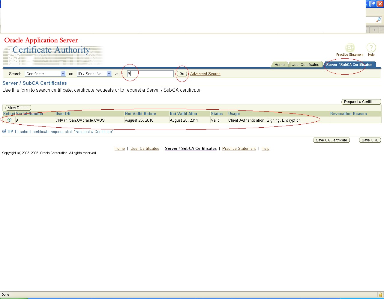 Learning SOA: Approving a Certificate by OCA Administrator