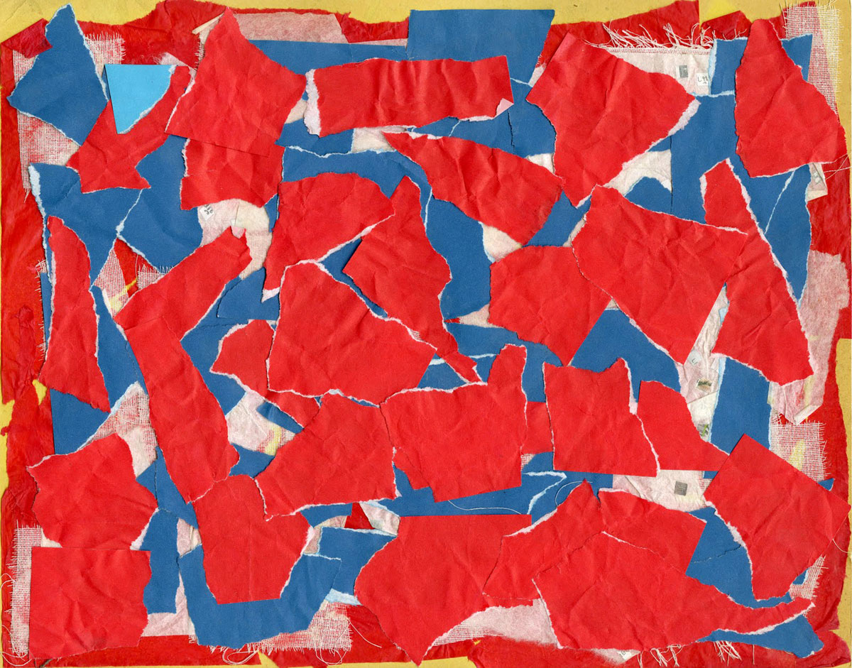 Tony Renner: Artist: Red and Blue Collage