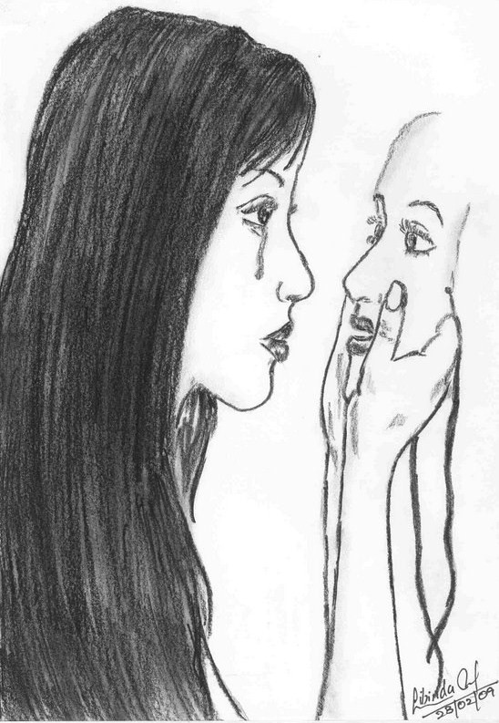 art lovers: pain.. charcoal pencil drawing