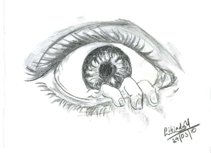 art lovers: hidden pain ... charcoal pencil drawing