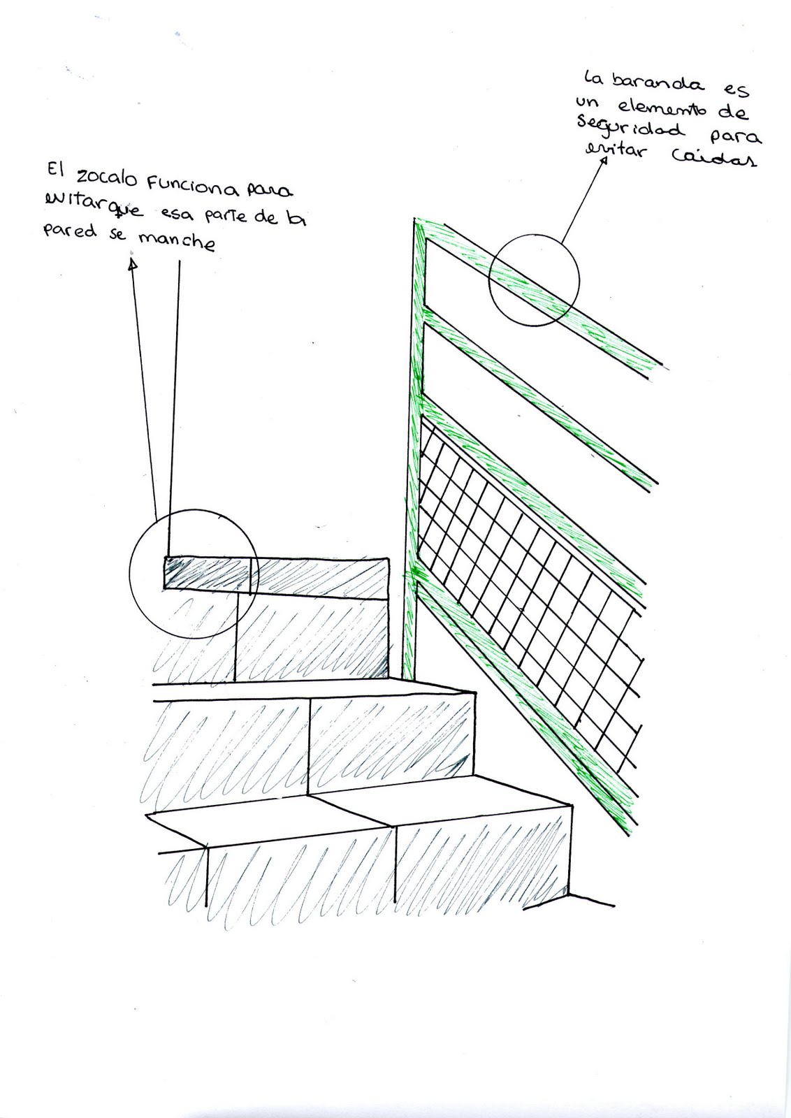 Grupo1: Detalle de zocalo y baranda -ALEJANDRA BUENDIA