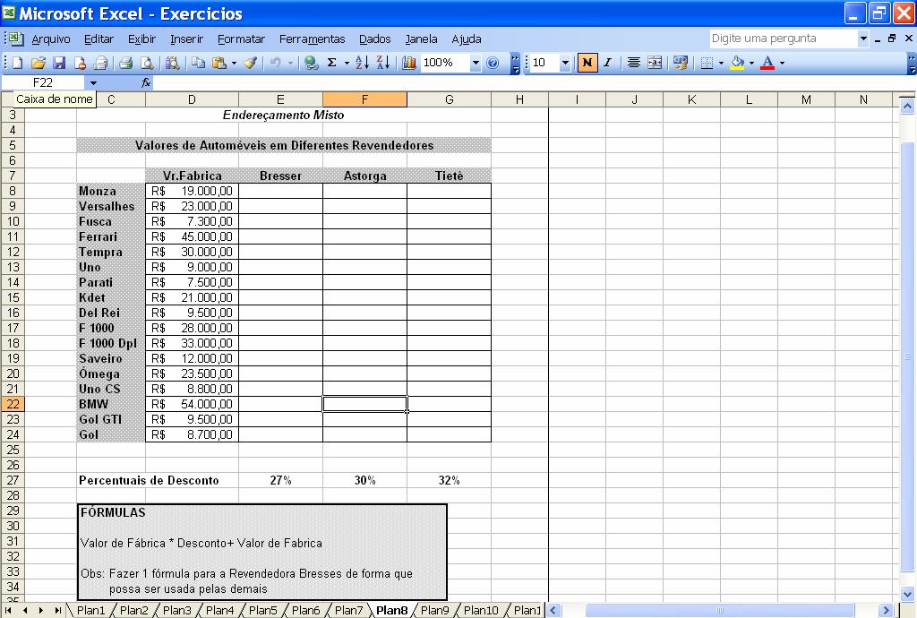 Angela Novaes: Exercício Excel