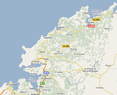 Blogue de Trabalho para Queremos Galego: Mapa das Comarcas de Ferrol ...