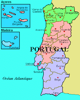 Mapa de los distritos de Portugal | Portugal Turismo