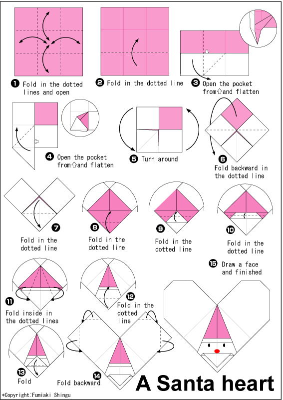♥ Sweet Tresa ♥¸¸.•*¨*•: How to Fold Santa Origami Ways