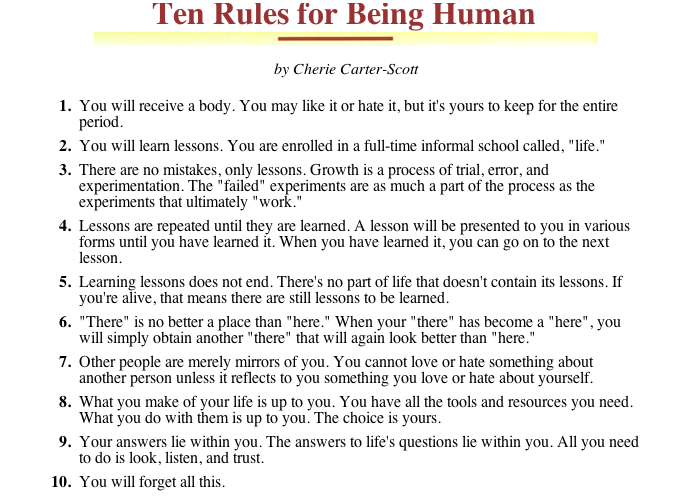 Divine Sparks: 10 Rules for Being Human