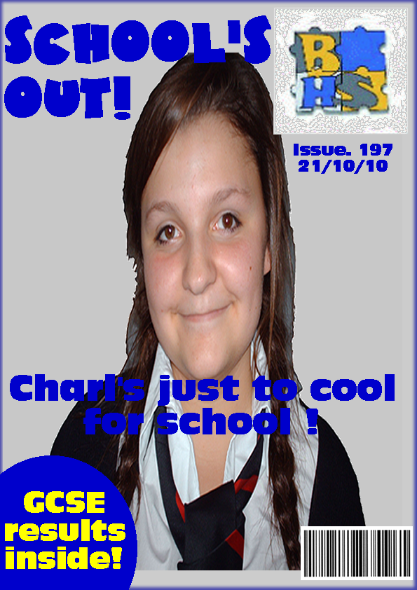 Abigail Green AS Media: School Magazine Front cover and contents page
